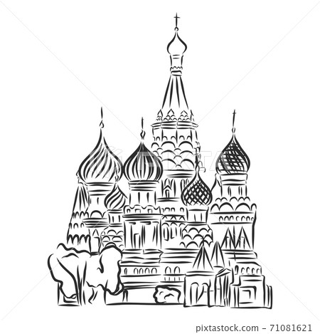 Moscow, sketch collection, St. Vasil cathedral on - Stock Illustration ...