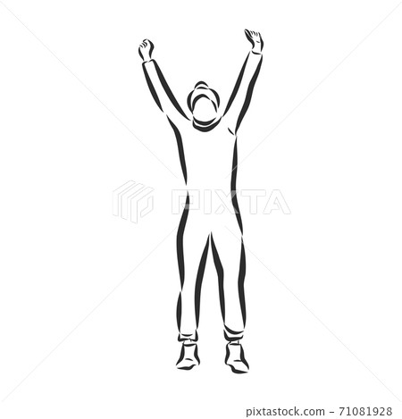 Sketch style illustration of an athlete winner, - Stock Illustration ...