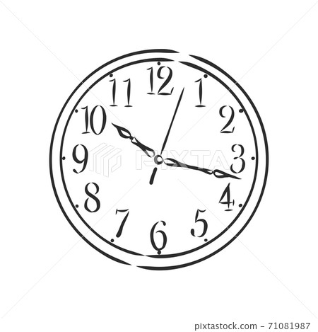 Wall clock in a line drawn style on a white - Stock Illustration ...