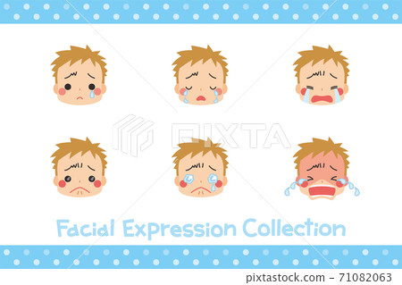 Cute boy's crying icon facial expression... - Stock Illustration ...
