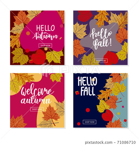 Set of autumn theme templates for social media,...-插圖素材 [71086710 ...