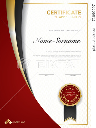 diploma certificate template red and gold color... - Stock Illustration ...