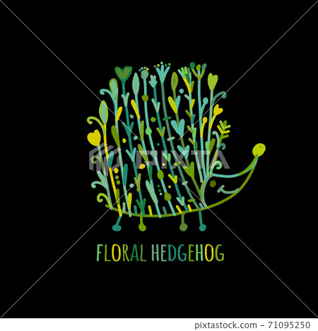 Floral hedgehog, logo set for your design - Stock Illustration ...