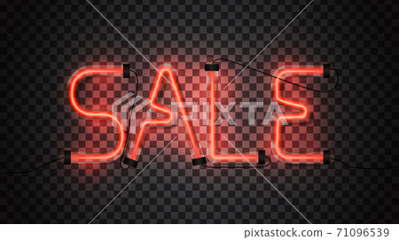 Sale Glowing Red Neon Tubes on Dark Transparent... - Stock Illustration ...