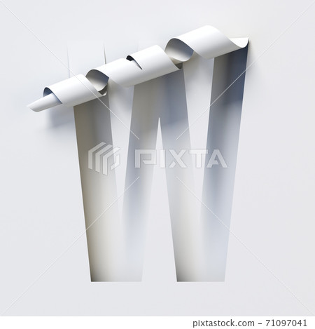 Cut out curled paper font 3d rendering letter W - Stock Illustration [71097041] - PIXTA