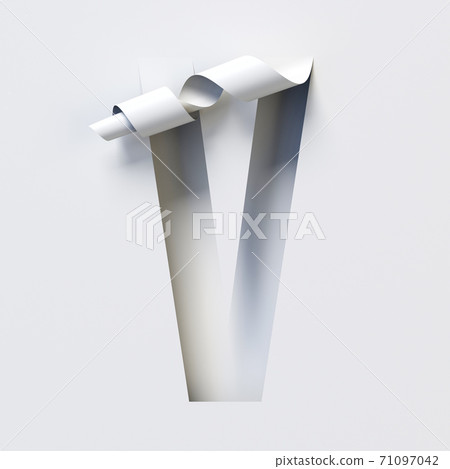 Cut out curled paper font 3d rendering letter V - Stock Illustration [71097042] - PIXTA