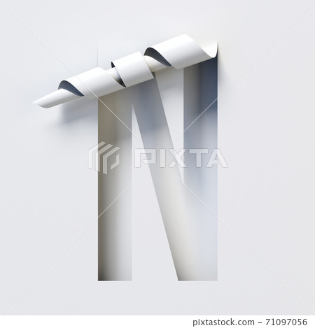 Cut out curled paper font 3d rendering letter N - Stock Illustration [71097056] - PIXTA