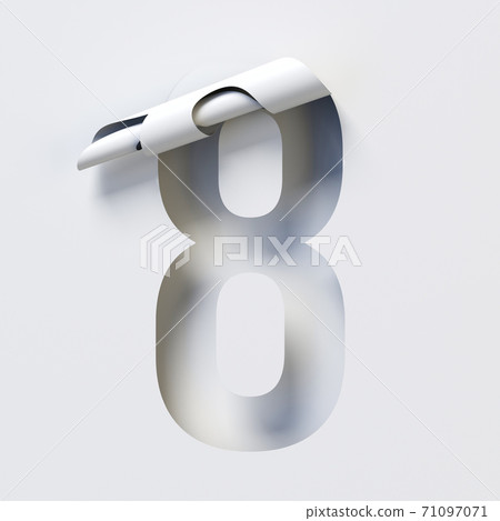 Cut out curled paper font 3d rendering number 8 - Stock Illustration [71097071] - PIXTA
