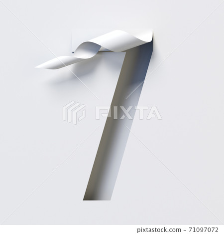 Cut out curled paper font 3d rendering number 7 - Stock Illustration [71097072] - PIXTA