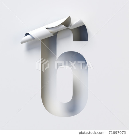 Cut out curled paper font 3d rendering number 6-插圖素材 [71097073] - PIXTA圖庫