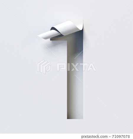 Cut out curled paper font 3d rendering number 1 - Stock Illustration [71097078] - PIXTA