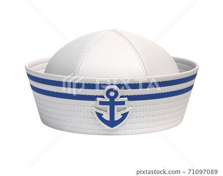 Sailor hat with blue anchor emblem isolated on... - Stock Illustration ...