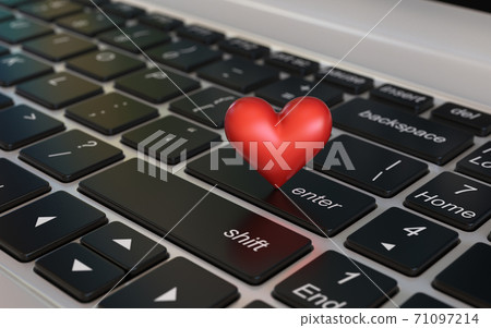 Heart symbol on laptop keyboard 3d rendering-插圖素材 [71097214] - PIXTA圖庫