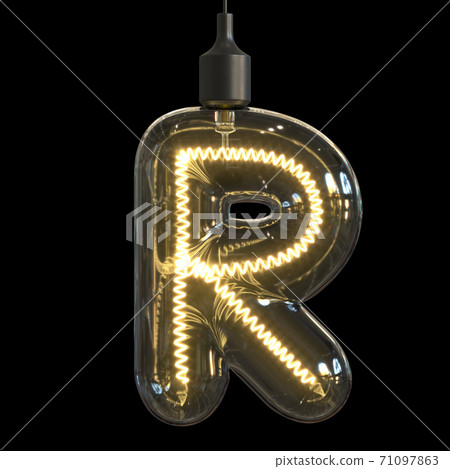 Light bulb 3d font 3d rendering letter R - Stock Illustration [71097863 ...