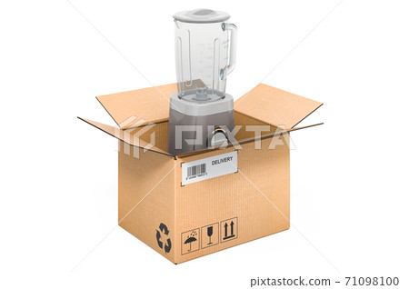 Electric blender inside cardboard box, delivery...-插圖素材 [71098100 ...