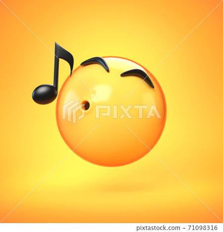 Whistling emoji isolated on yellow background,... - Stock Illustration ...