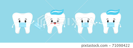 Tooth with medical mask give protective virus... - Stock Illustration ...