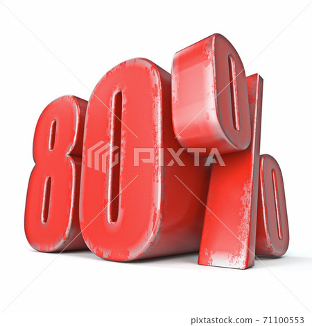 Metal red colored grunge 80 percent sign 3D - Stock Illustration ...
