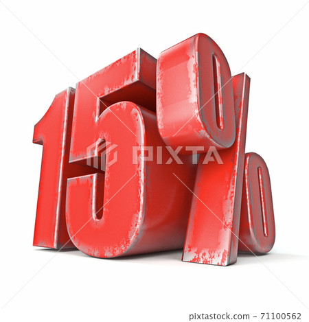 Metal red colored grunge 15 percent sign 3D - Stock Illustration ...