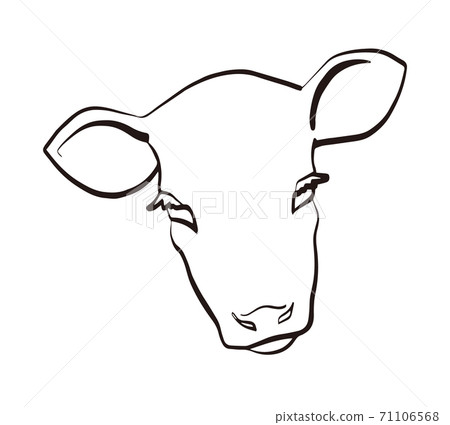 Illustration of calf face hand drawn on white... - Stock Illustration ...
