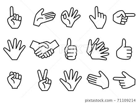 Simple line art hand sign illustration set - Stock Illustration ...