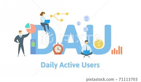 DAU, Daily Active Users. Concept with keywords,... - Stock Illustration ...