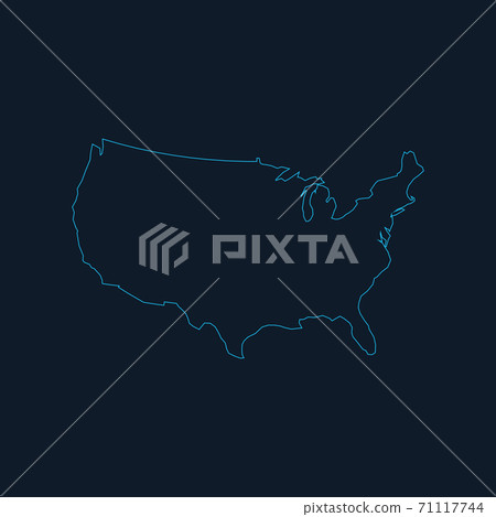 Blue thin line usa map contour outline for... - Stock Illustration ...