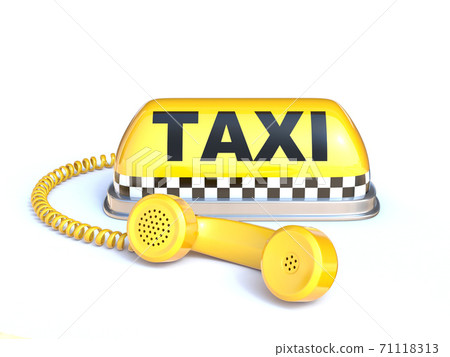 Taxi sign with telephone handset 3d rendering - Stock Illustration ...