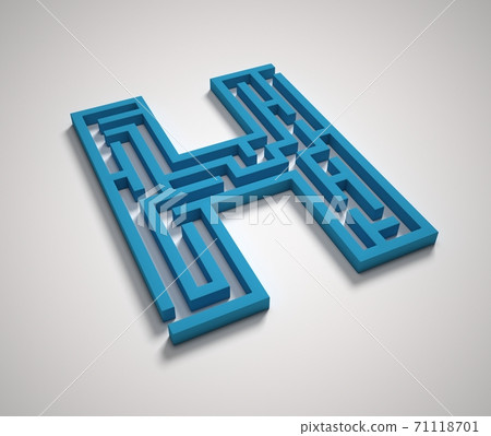 Letter H Mazes Maze Font 3d Rendering Letter H Stock Illustration