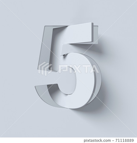 Cut out and rotated font 3d rendering number 5 - Stock Illustration [71118889] - PIXTA