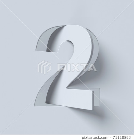 Cut out and rotated font 3d rendering number 2 - Stock Illustration [71118893] - PIXTA