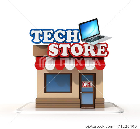Tech store shop front 3d rendering - Stock Illustration [71120409] - PIXTA