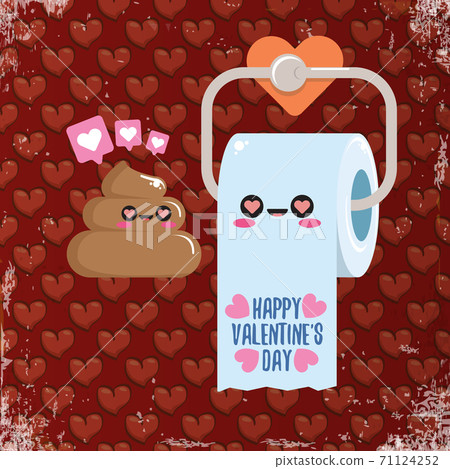 Funky poo and toilet paper falling in love.... - Stock Illustration ...
