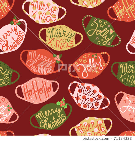Christmas face masks seamless vector pattern.... - Stock Illustration ...