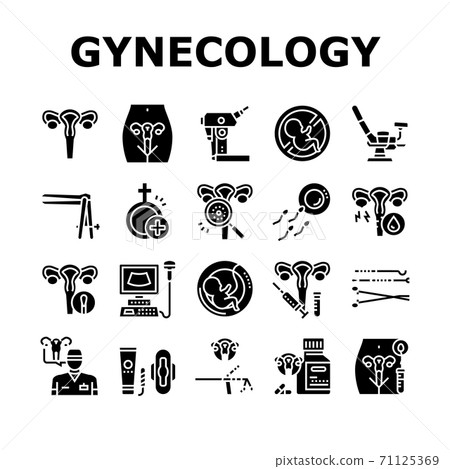 Gynecology Treatment Collection Icons Set... - Stock Illustration ...