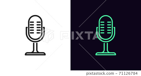 Outline microphone icon. Linear mike sign,... - Stock Illustration ...