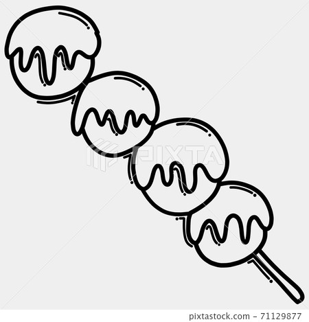 Meatball stick doodle vector icon. Drawing... - Stock Illustration ...
