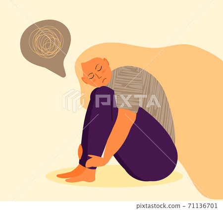 Stressed, frustrated girl concept vector. Scene... - Stock Illustration ...