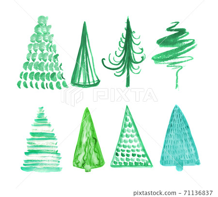 Watercolour Christmas Tree Collection Isolated... - Stock Illustration ...