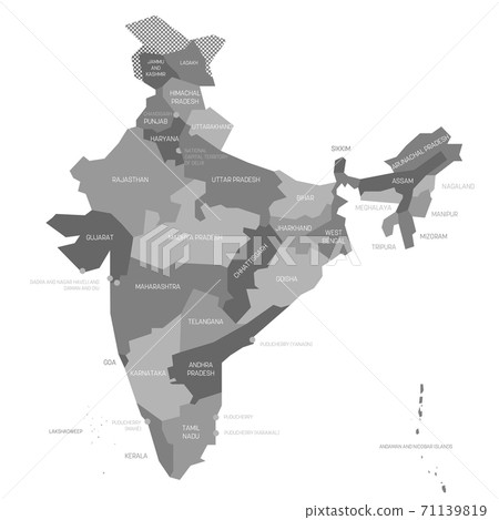 India - political map of administrative divisions - Stock Illustration ...