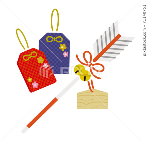 Seasonal material: Hamaya and amulet (without... - Stock Illustration ...