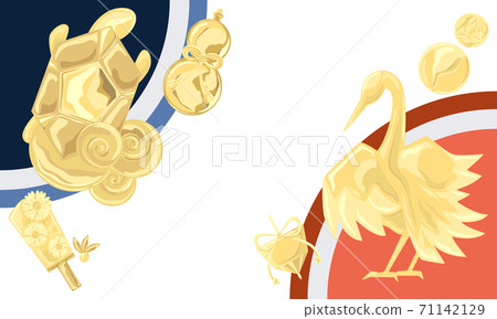 Gold New Year lucky charm frame illustration - Stock Illustration ...