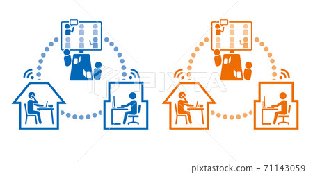 Telework Icon Illustration Video Conference /... - Stock Illustration ...