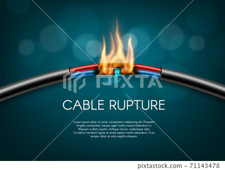 Cable rupture break, electric power wire sparks - Stock Illustration ...