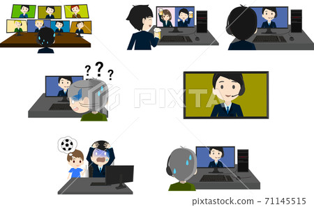 Illustration of a businessman and telework - Stock Illustration ...