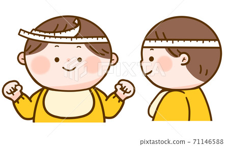 Baby measuring head circumference Front and... - Stock Illustration ...