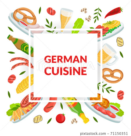 German Cuisine Banner Template, Oktoberfest... - Stock Illustration ...