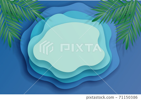 Tropical palm leaves with sea wave for summer... - Stock Illustration ...
