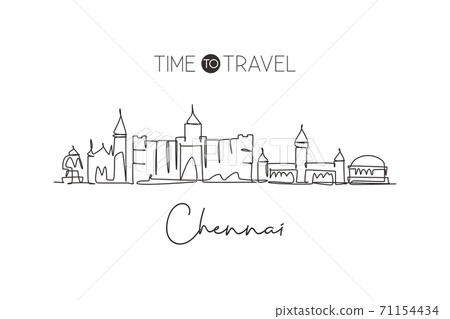 One continuous line drawing of Chennai city... - Stock Illustration ...