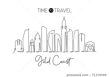 One single line drawing Gold Coast city... - Stock Illustration ...